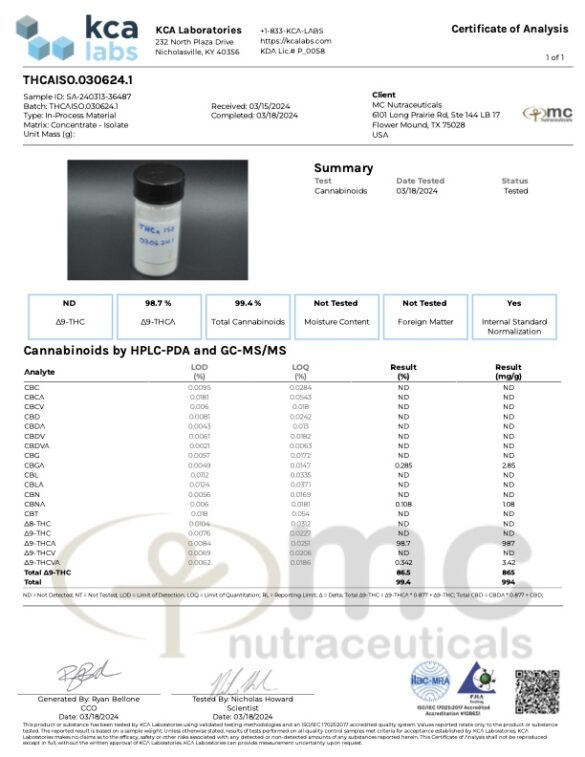 THCa Isolate Powder - Multiple Sizes Available - Boston Hemp